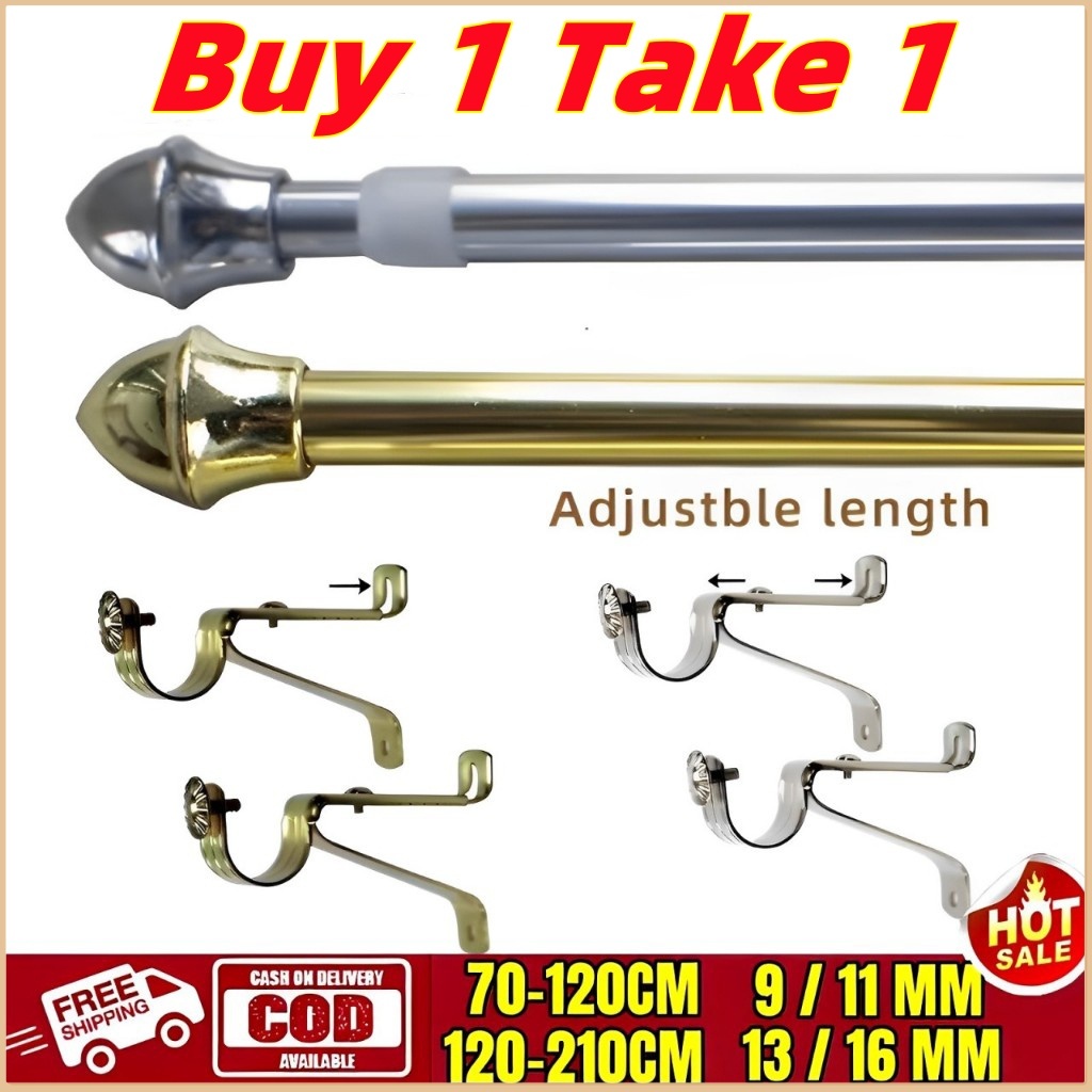 【BUY1 TAKE 1】 Gold/Silver Curtain Rod Retractable & Adjustable Curtain ...