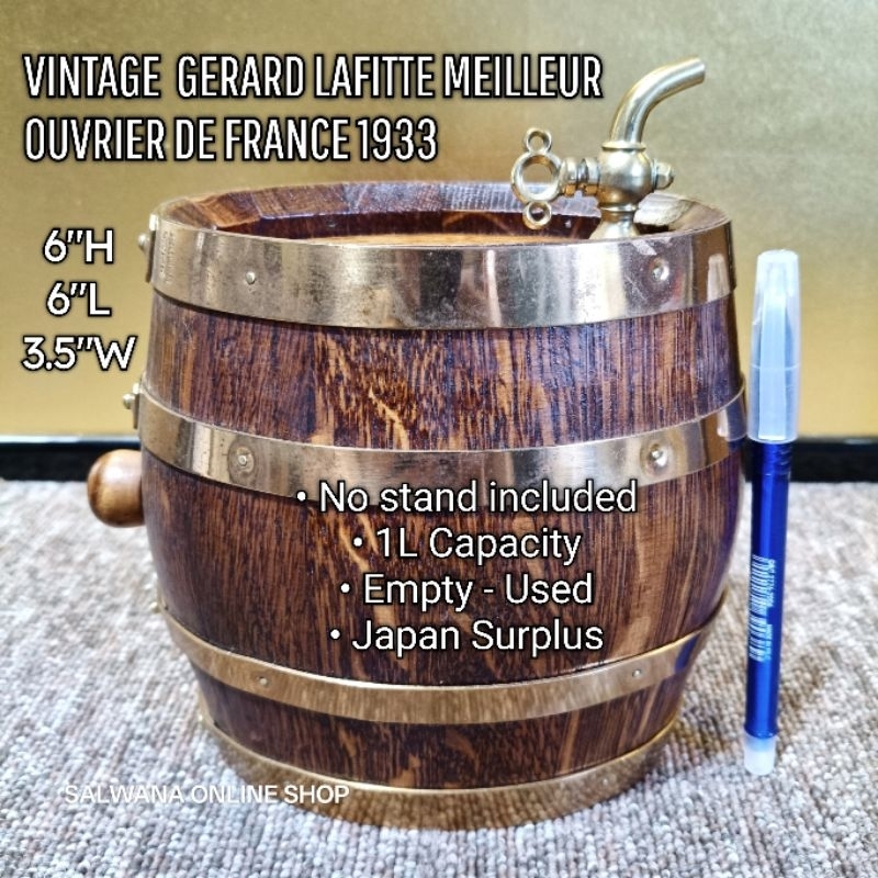 VINTAGE GERARD LAFITTE FRANCE 1933 WOODEN WHISKY BARREL DECANTER (USED ...
