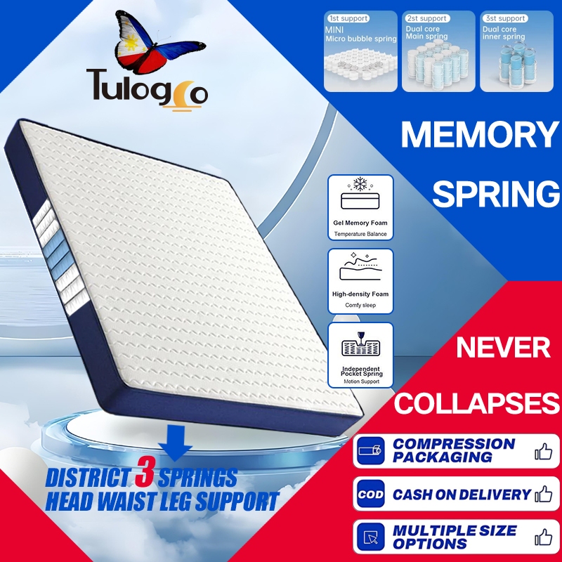 8 Inch Memory Foam Spring Mattress Single/Double Comfort Bed Foam ...