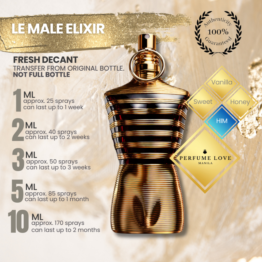 PERFUME DECANT Le Male Elixir JP 0.5ml 1ml 2ml | Shopee Philippines