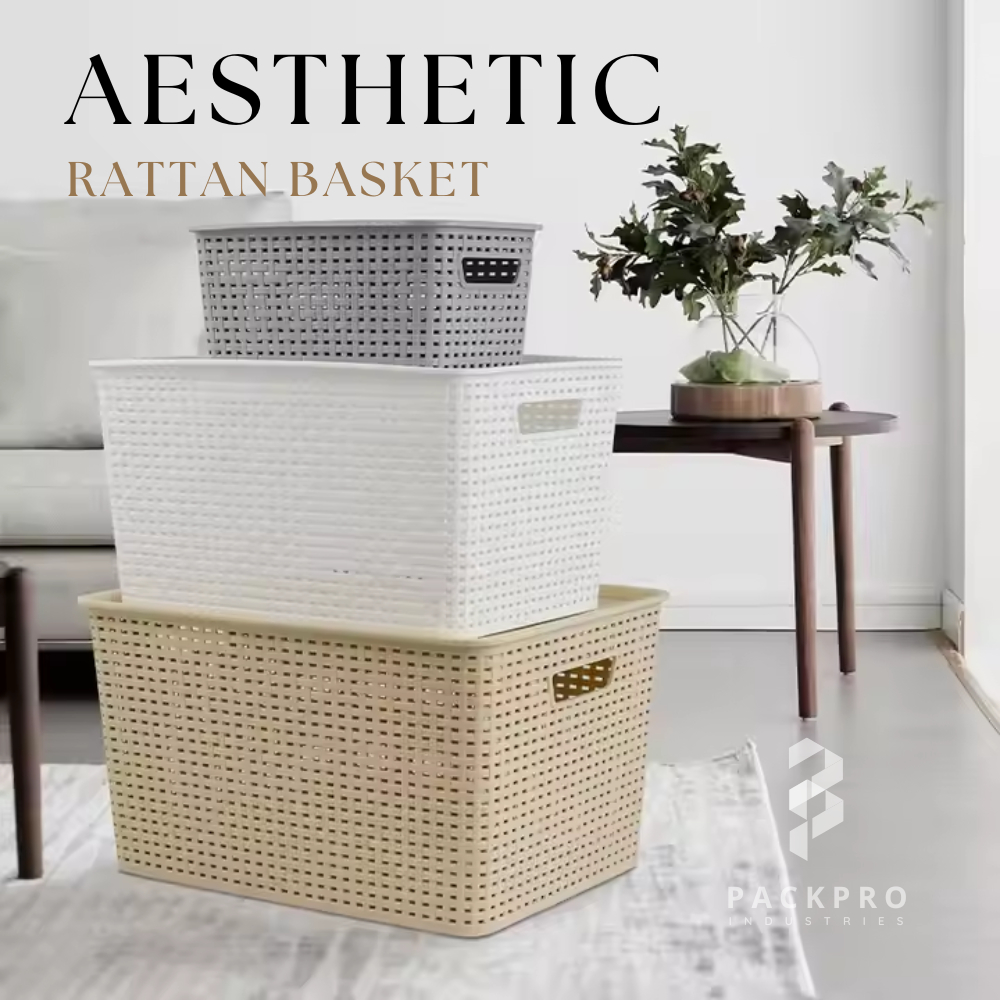 Large Rattan Basket with Cover Lid – Stackable & Multi-Purpose Storage Solution | Shopee Philippines