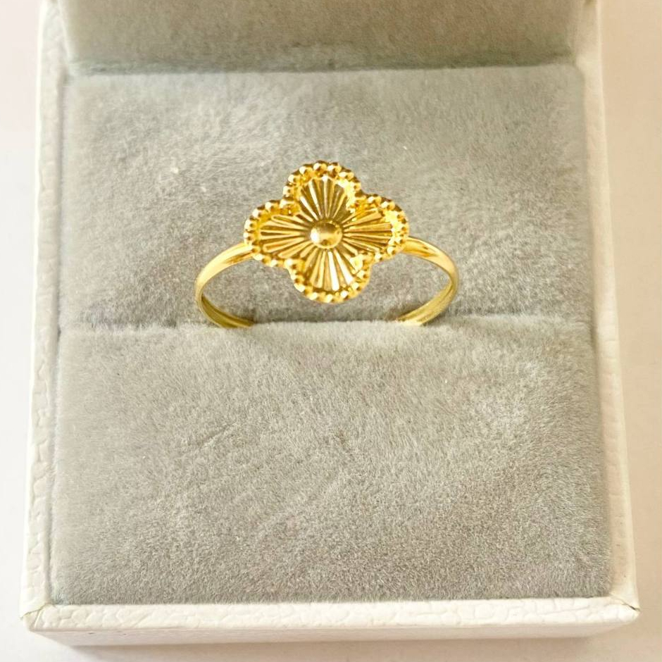 Pawnable 18K Gold Clover Thin Hollow Open Ring (11mm) | Shopee Philippines