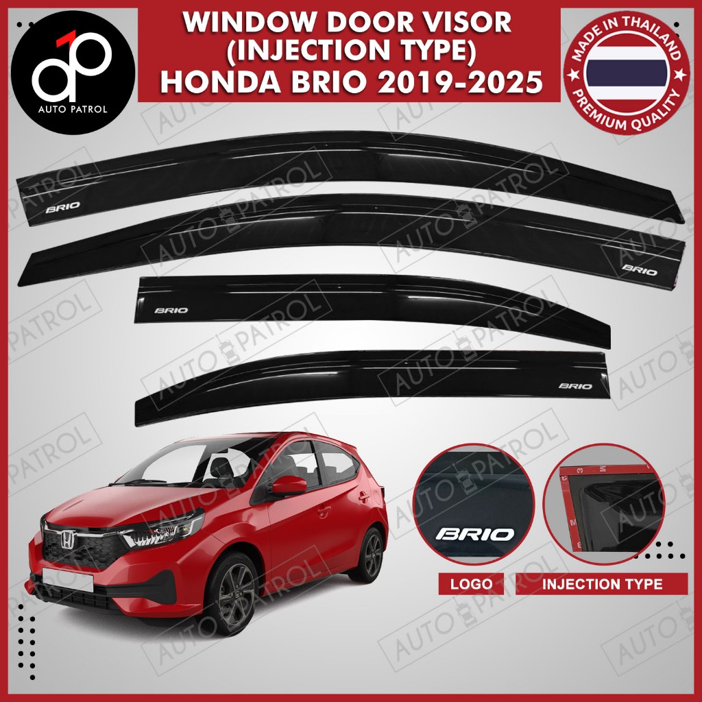 HONDA BRIO 2019-2025 Window Door Rain Visor Black (INJECTION TYPE) MADE ...