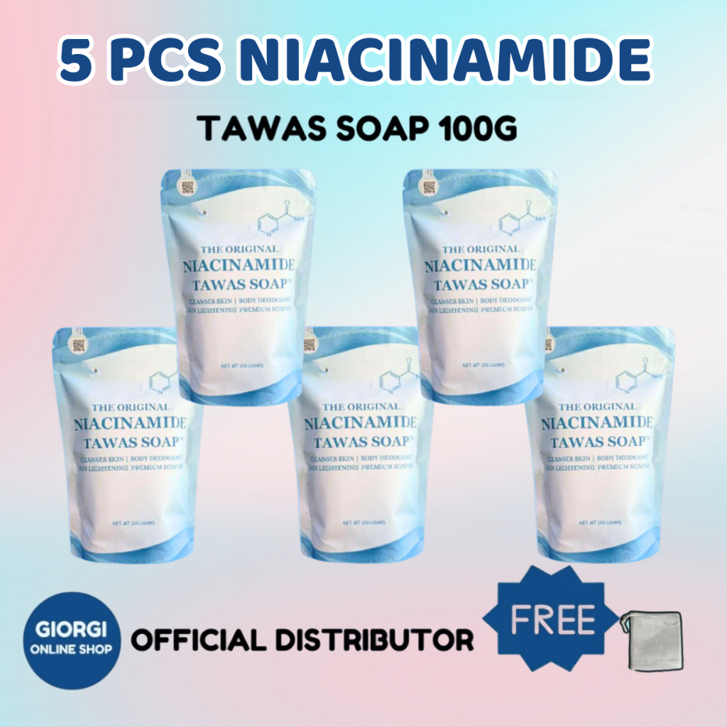 5 PCS NIACINAMIDE TAWAS SOAP WITH FREE MESH 100g Free Gift | Shopee ...