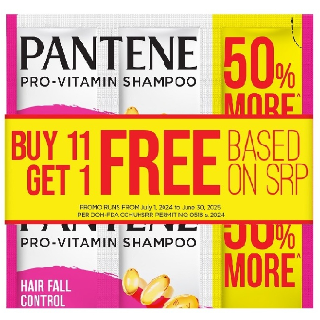 Pantene Shampoo Hair Fall Control Triple Sachet 15ml 11+1 | Shopee ...
