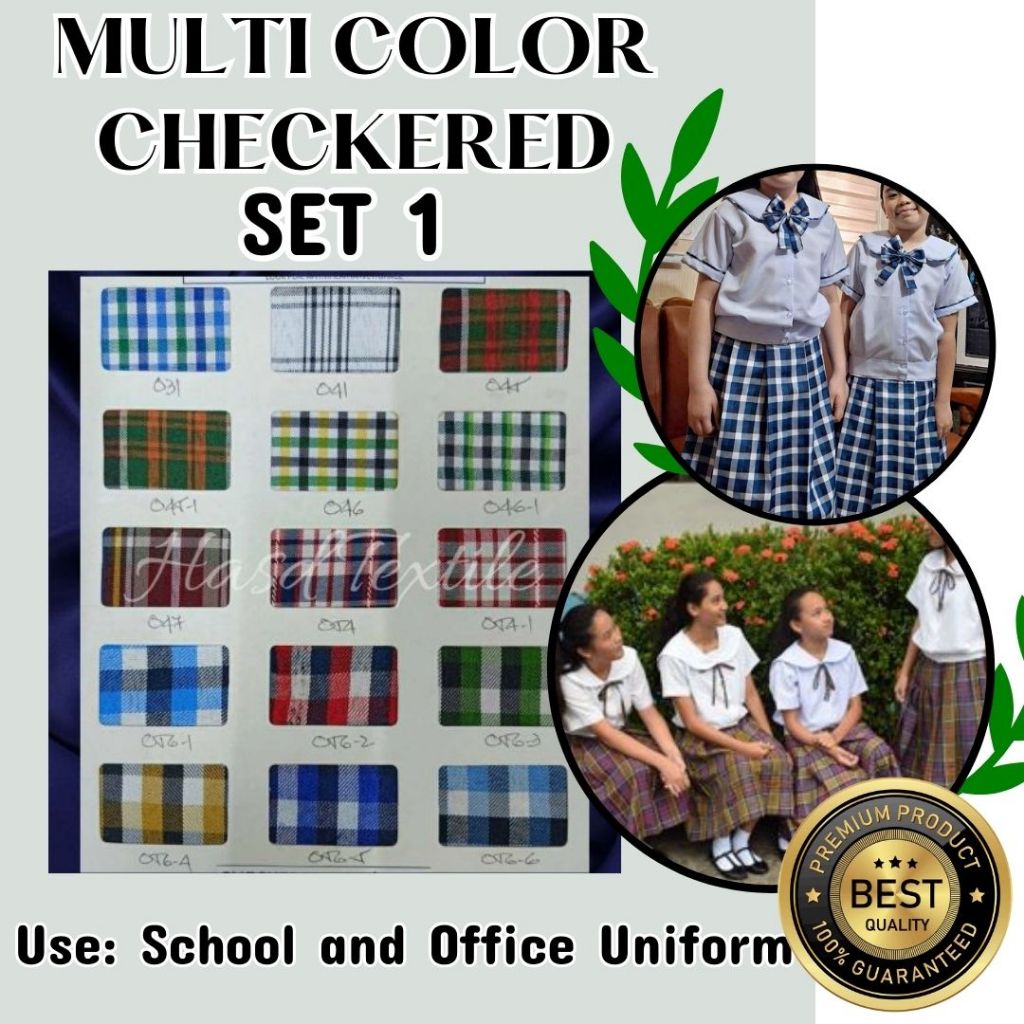 Checkered Multi-Color SET 1 Woven Textile Fabric (60'' Width) for ...