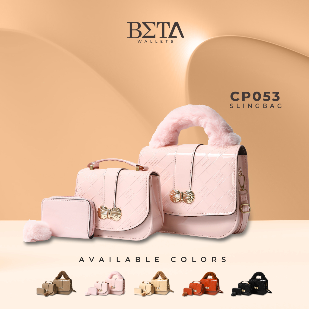 BETA Sling Bag For Woman High-End Fashion 3in1 Shiny Leather Butterfly ...