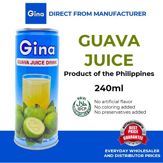 Gina Guava Juice Drink 240mL – Sweet Guava Nectar in Can | Shopee ...