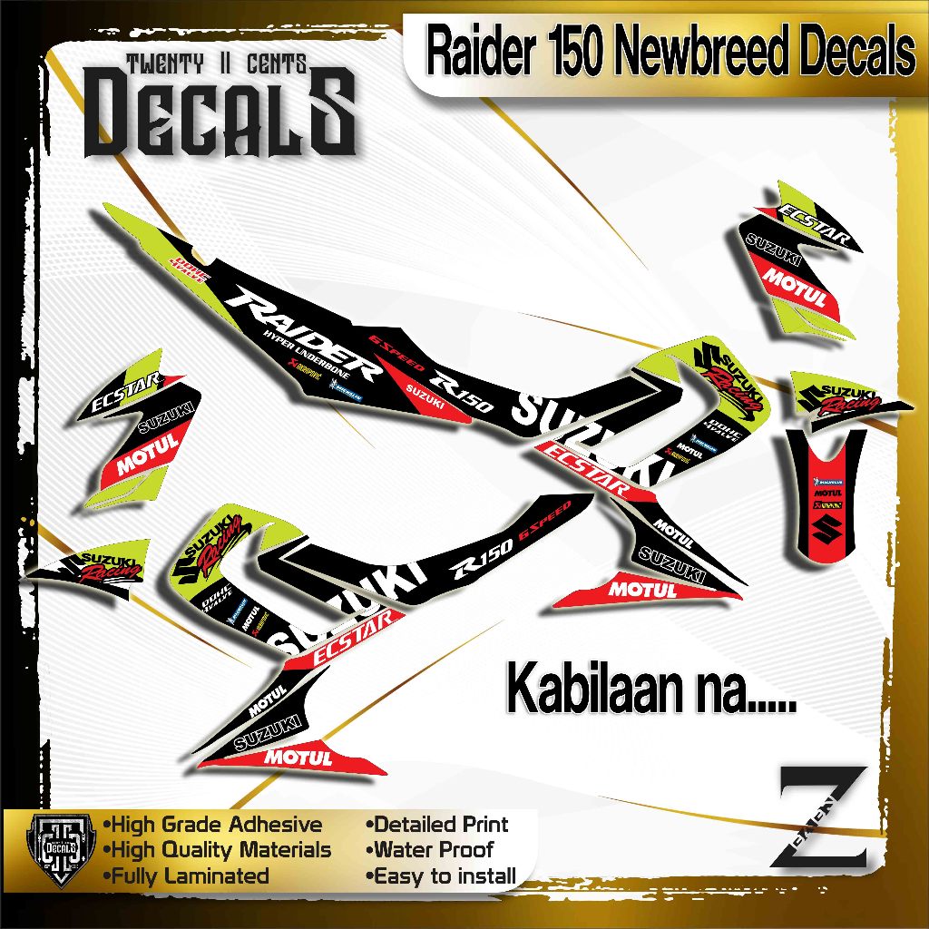 Suzuki raider 150 newbreed Decals High-Quality Stickers (ecstar ...