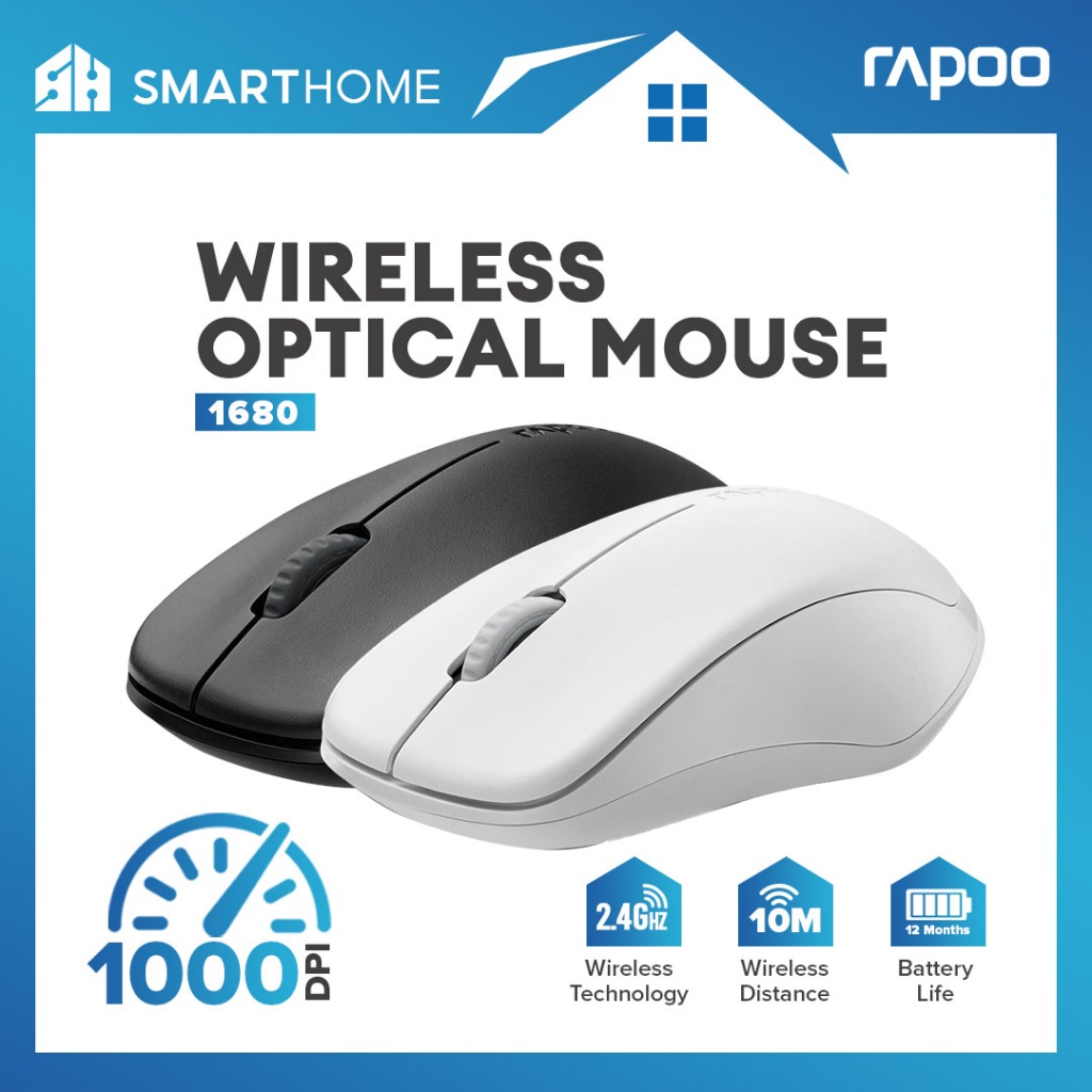 Rapoo 1680 Silent Wireless Optical Mouse 2.4G 1000DPI 10m Working Range ...