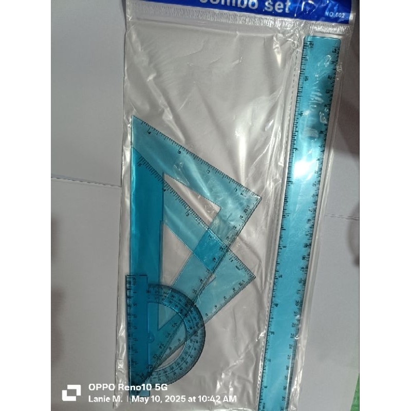 12" combo set (12" ruler, 180 deg protractor, 2 triangles) | Shopee ...