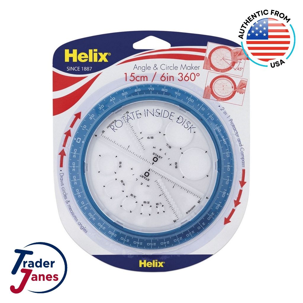 Helix Angle and Circle Maker 360 Degree 2-IN-1 Protractor & Compass 6 ...