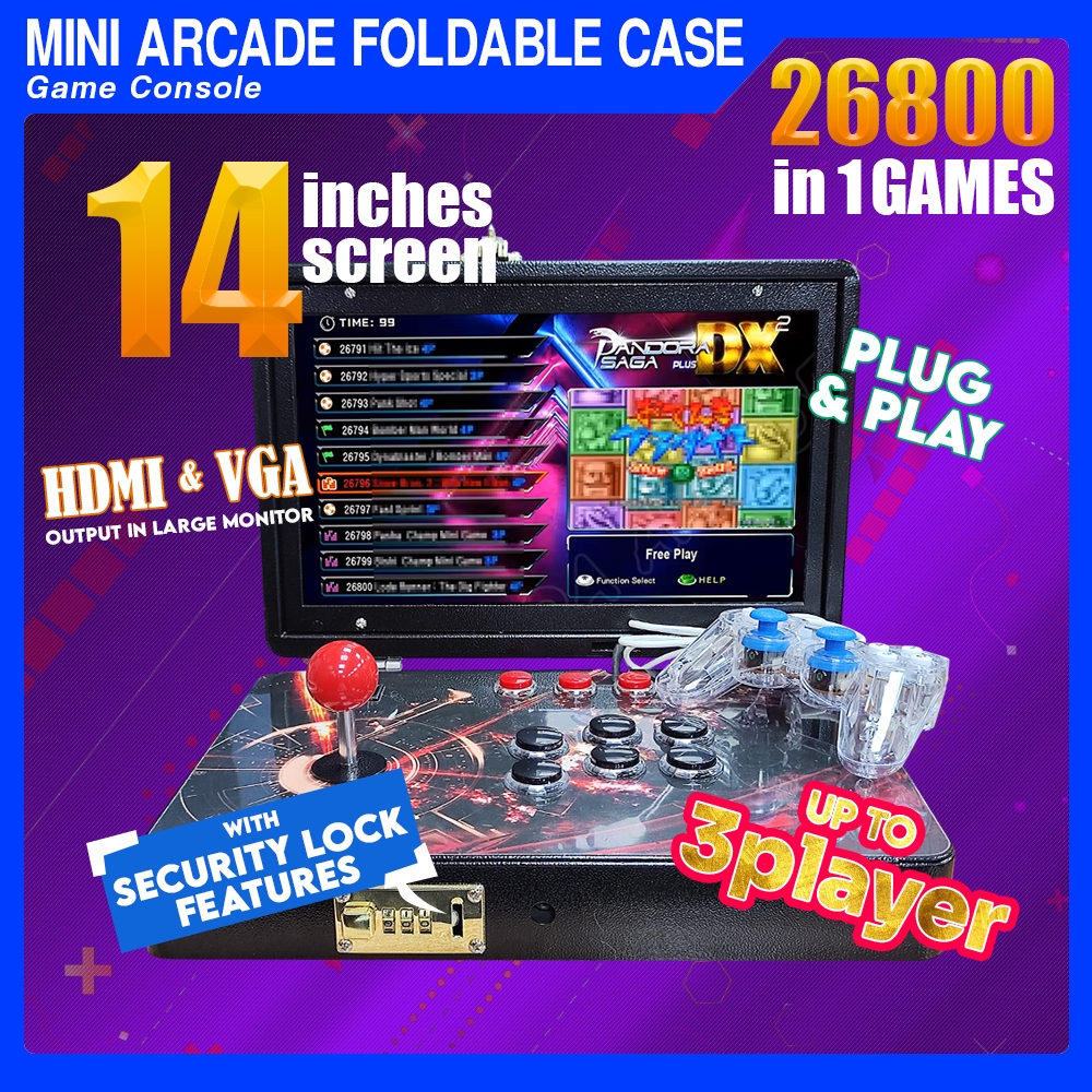 14-Inch Pandora DX Box 26800 in 1 Portable Arcade Console Box 720P HD Console Classic Retro ...