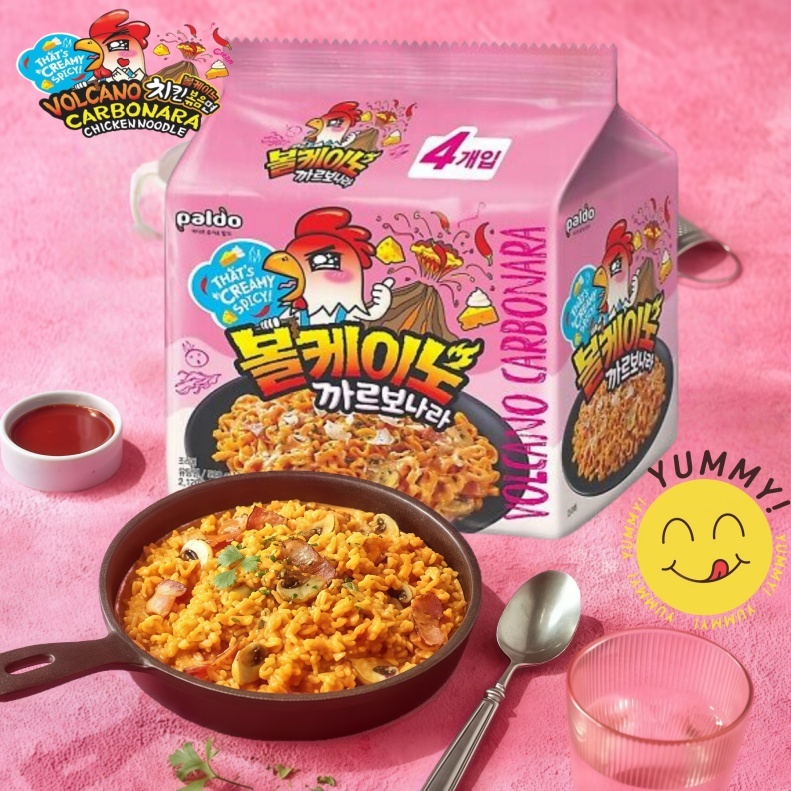 Paldo Volcano Carbonara Stir-Fried Chicken Ramen - 130g×4Pack, Korean Buldak Noodles | Shopee ...