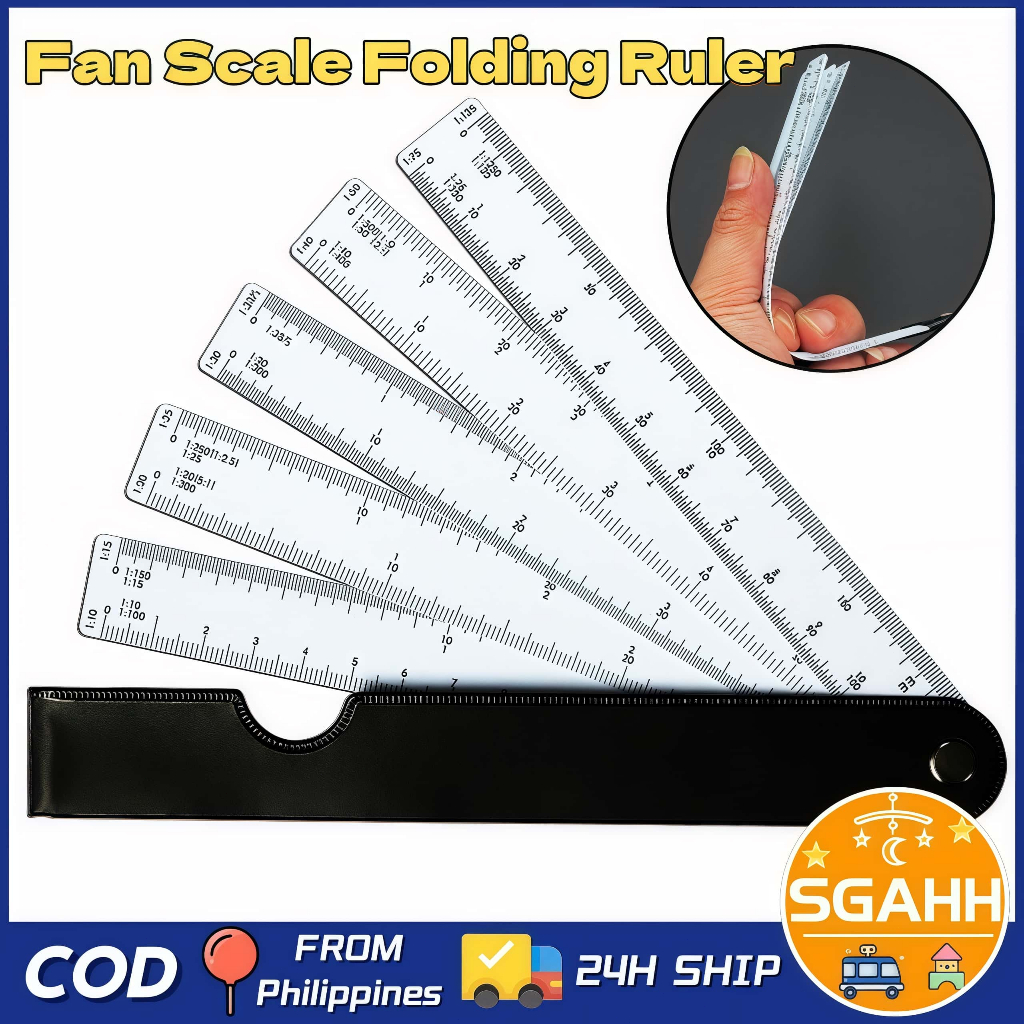 Fan Scale Folding Ruler Multi-functional Drawing Multi Ratio Ruler For ...