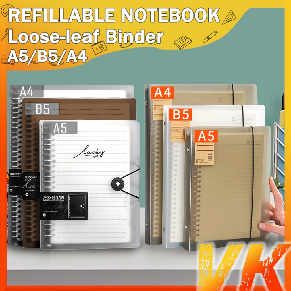 VK Refillable Notebook Loose Leaf Binder Cover 60 sheets Office Big ...