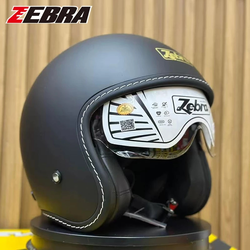 ZEBRA 807 CRUISER Half Face Classic Helmet For Motorcycle Retro Vintage ...