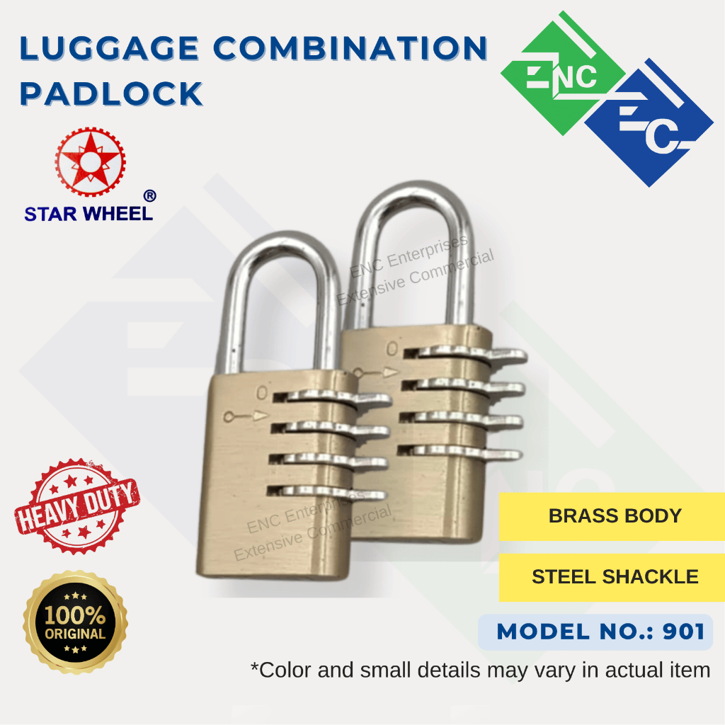 Luggage Combination Padlock | Star Wheel Brand | Brass Body | Steel ...