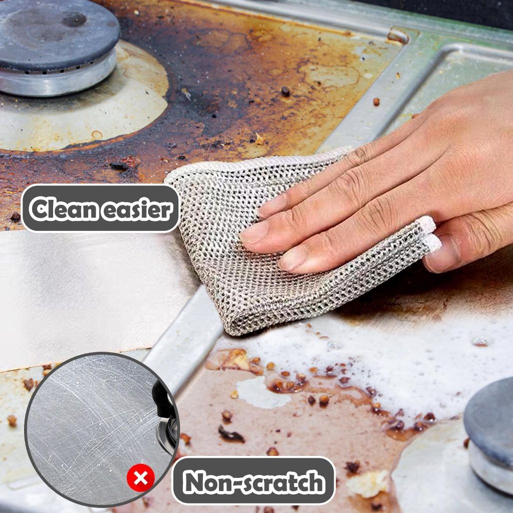 Wire Dishwashing Rags 20x20cm Rust Removal Cleaning Cloth Scrubbing ...