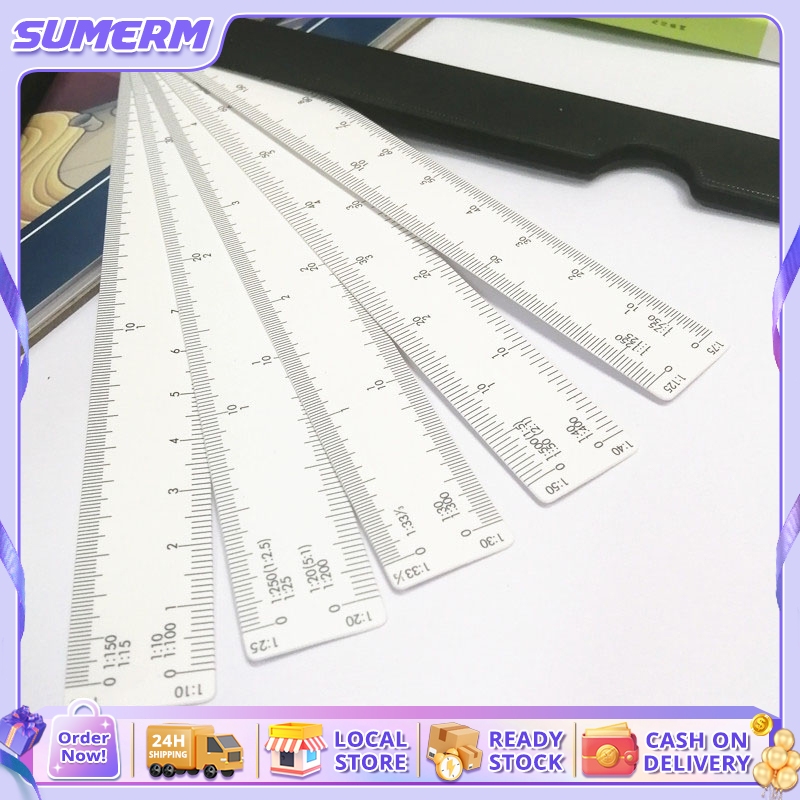 Scale Ruler Plastic Fan Shaped Drafting Architect Engineering Metric ...