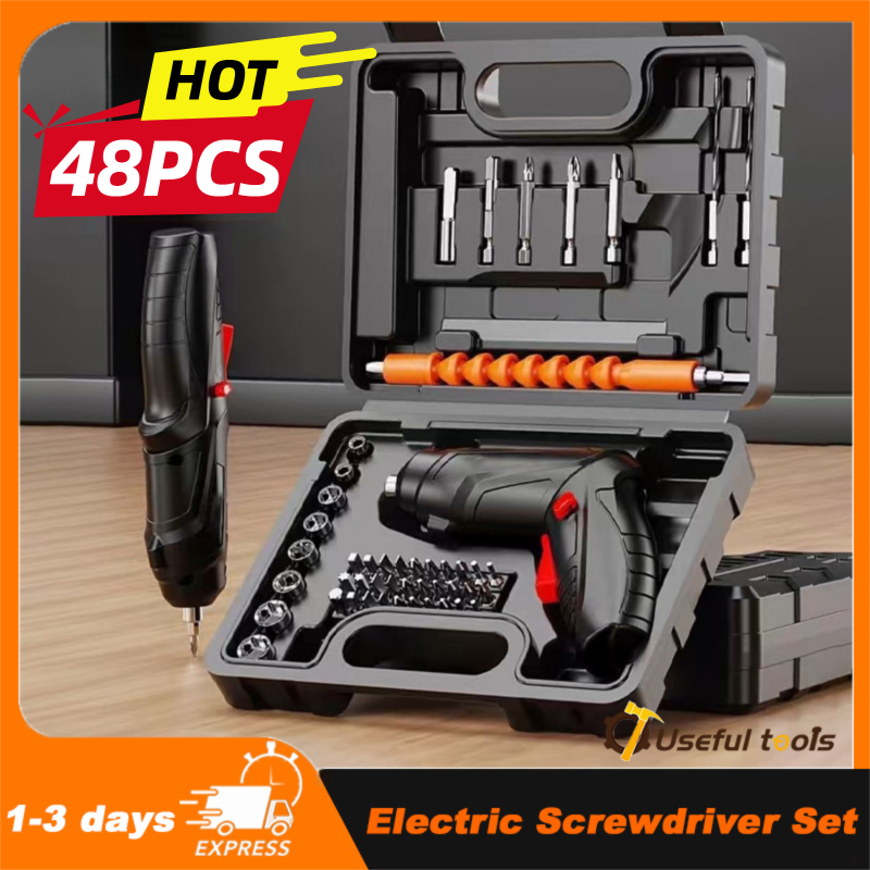 48pcs Cordless Electric Screwdriver Set Portable 3.6V Rechargeable ...