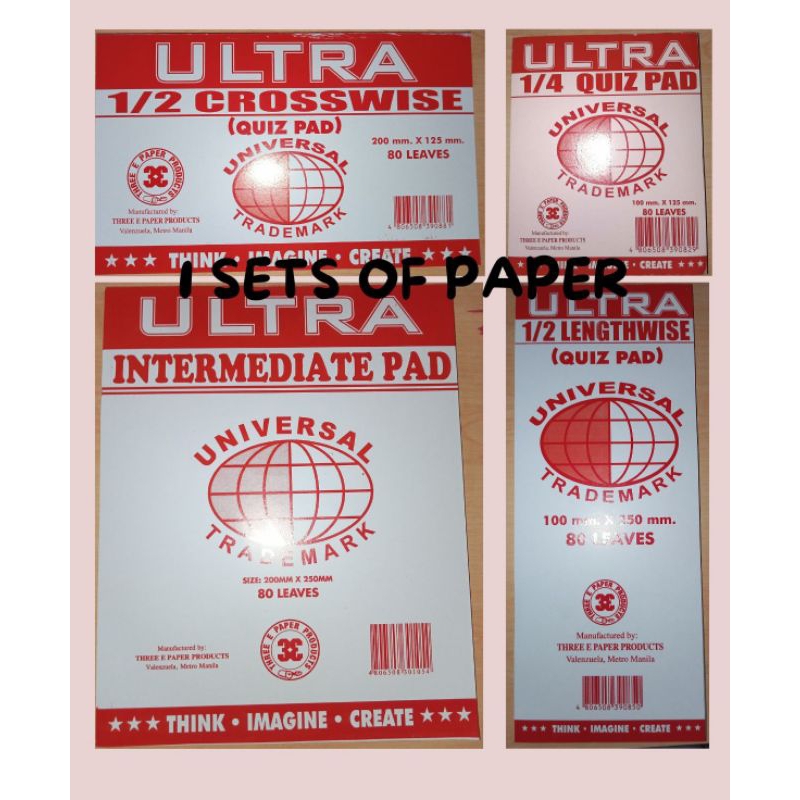 set of pad papers (intermediate pad,1/4 paper, 1/2 crosswise and ...