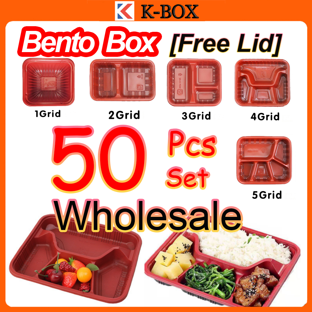 Bento Box Trays With Plastic Lid 1 | 2 | 3 | 4 | 5 COMPARTMENTS [50 PCS ...