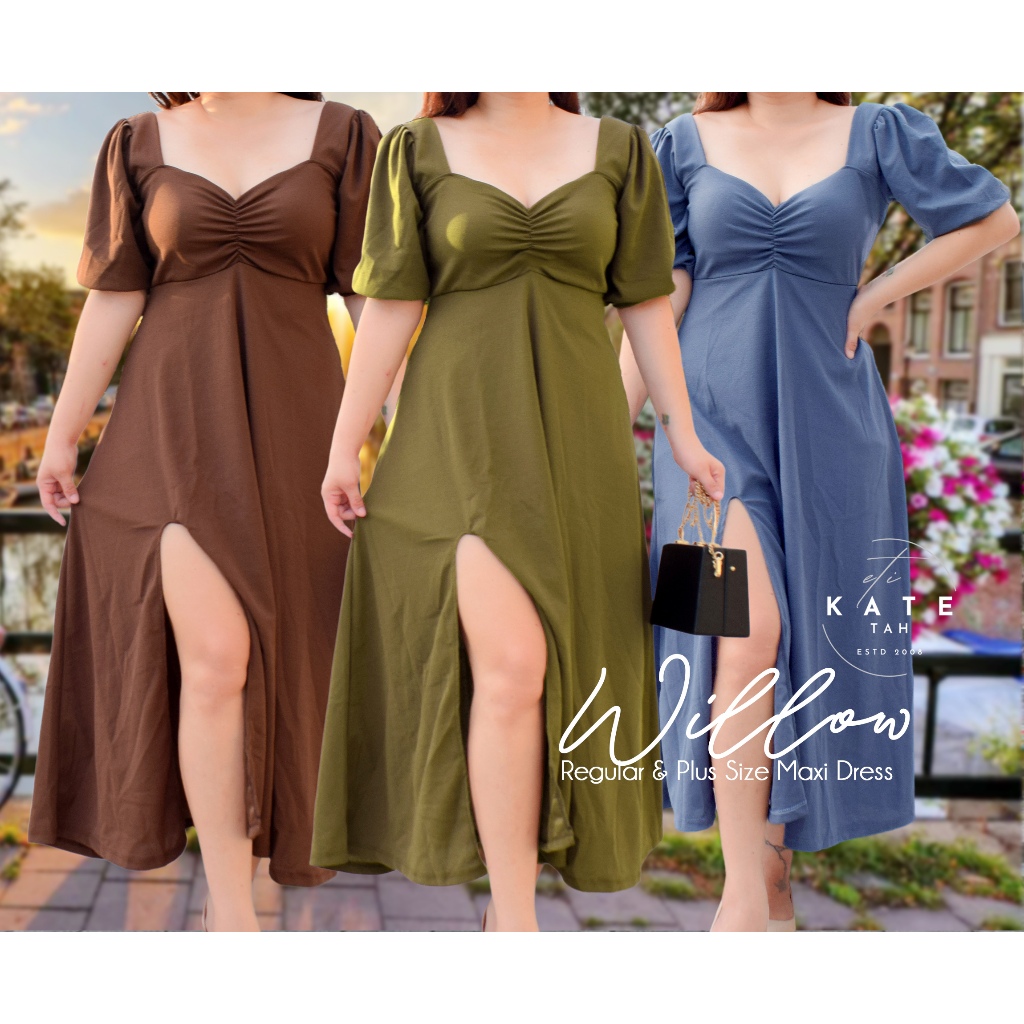 COD Plus Size up to 2XL Crepe Puff Sleeve Dress Dorothy & Willow | Shopee Philippines