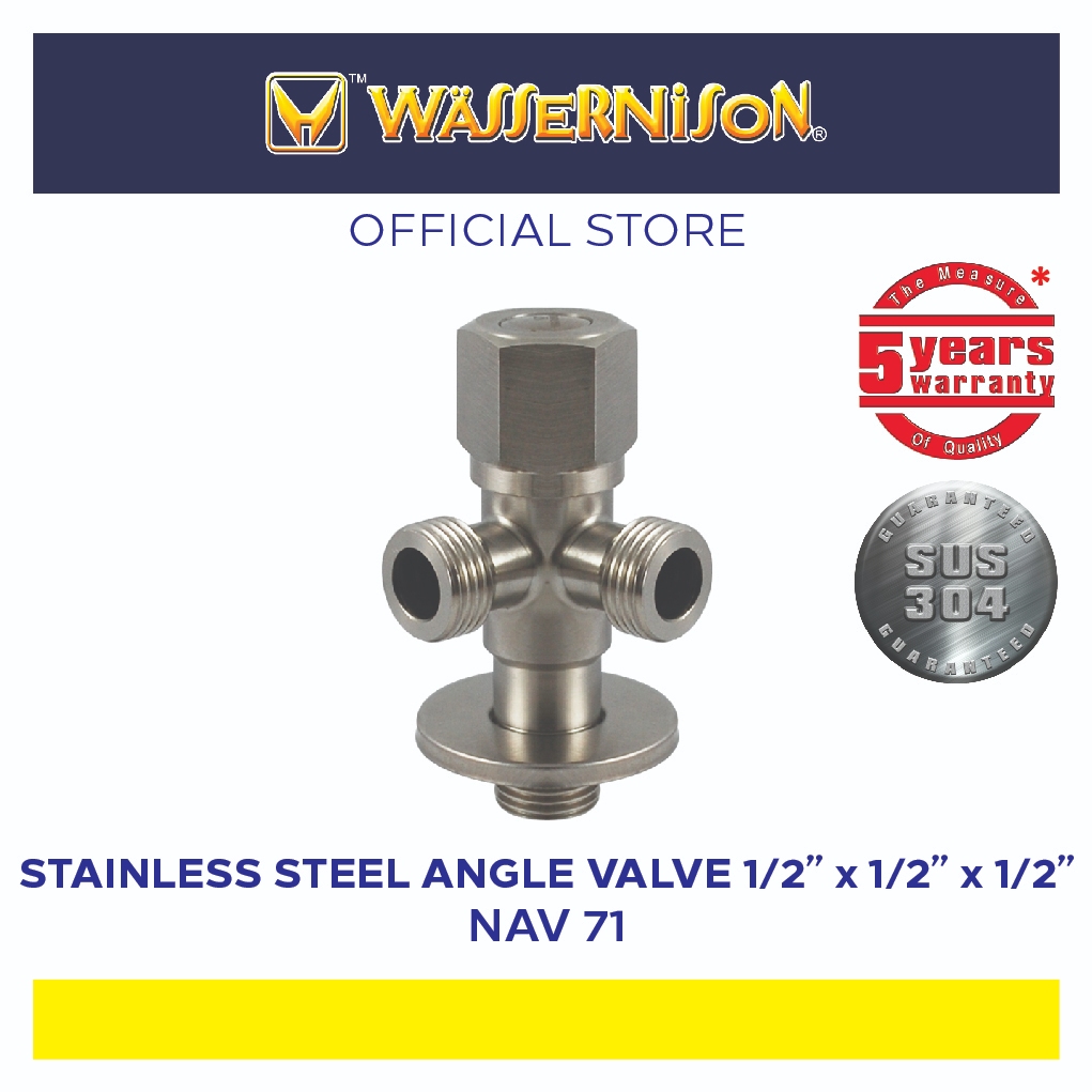 Wassernison Stainless Steel Angle Valve 1/2" x 1/2" x 1/2 (NO RUST ...