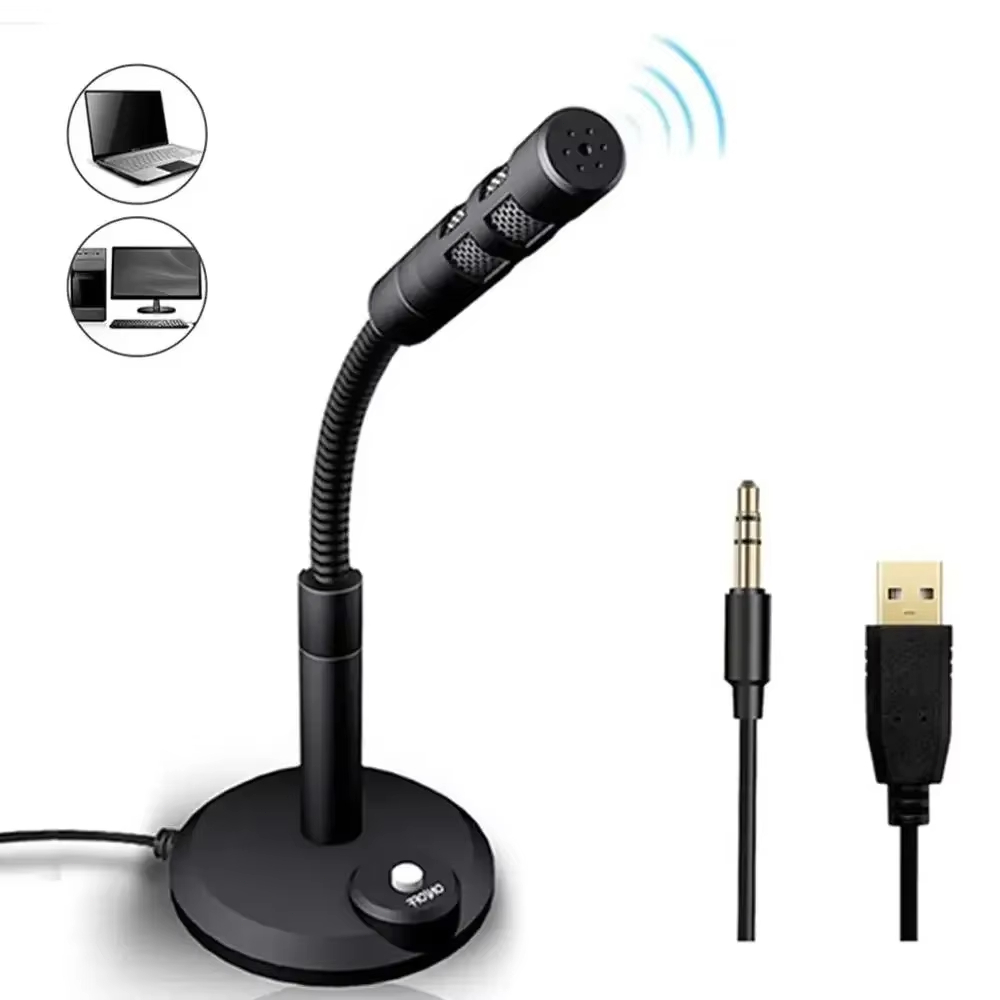 USB Desktop Microphone 3.5mm Omnidirectional PC Laptop Computer Mic for ...