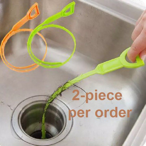 2-Piece Drain Unclogging Stick Tool Hair Remover Sink Shower Bath ...