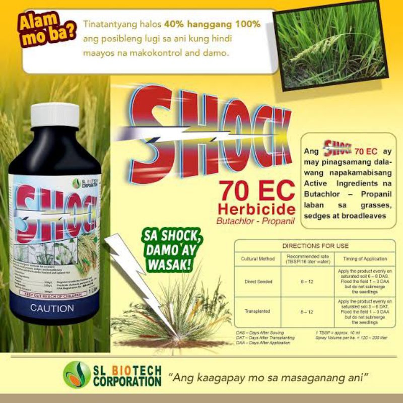 Shock Herbicide 70 EC (butachlor propanil) 1 liter | Shopee Philippines
