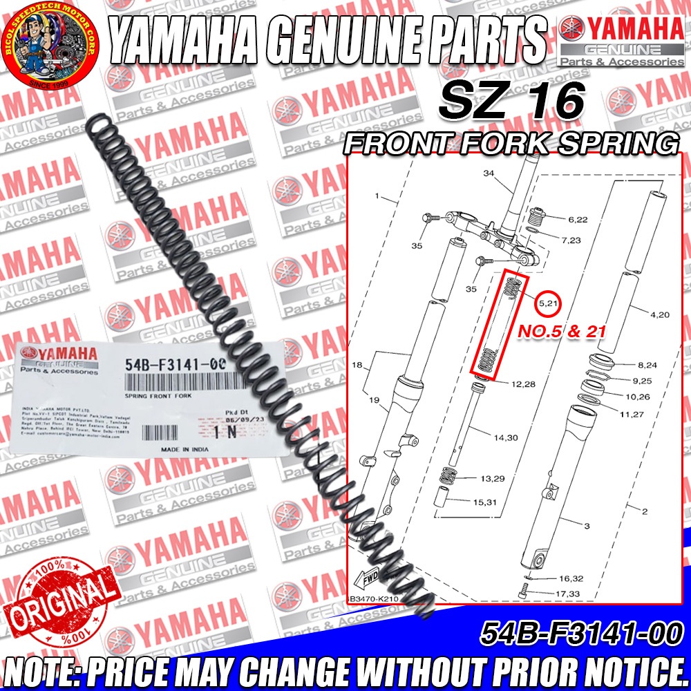 SZ 16 SPRING FRONT FORK (YGP) (GENUINE: 54B-F3141-00) | Shopee Philippines