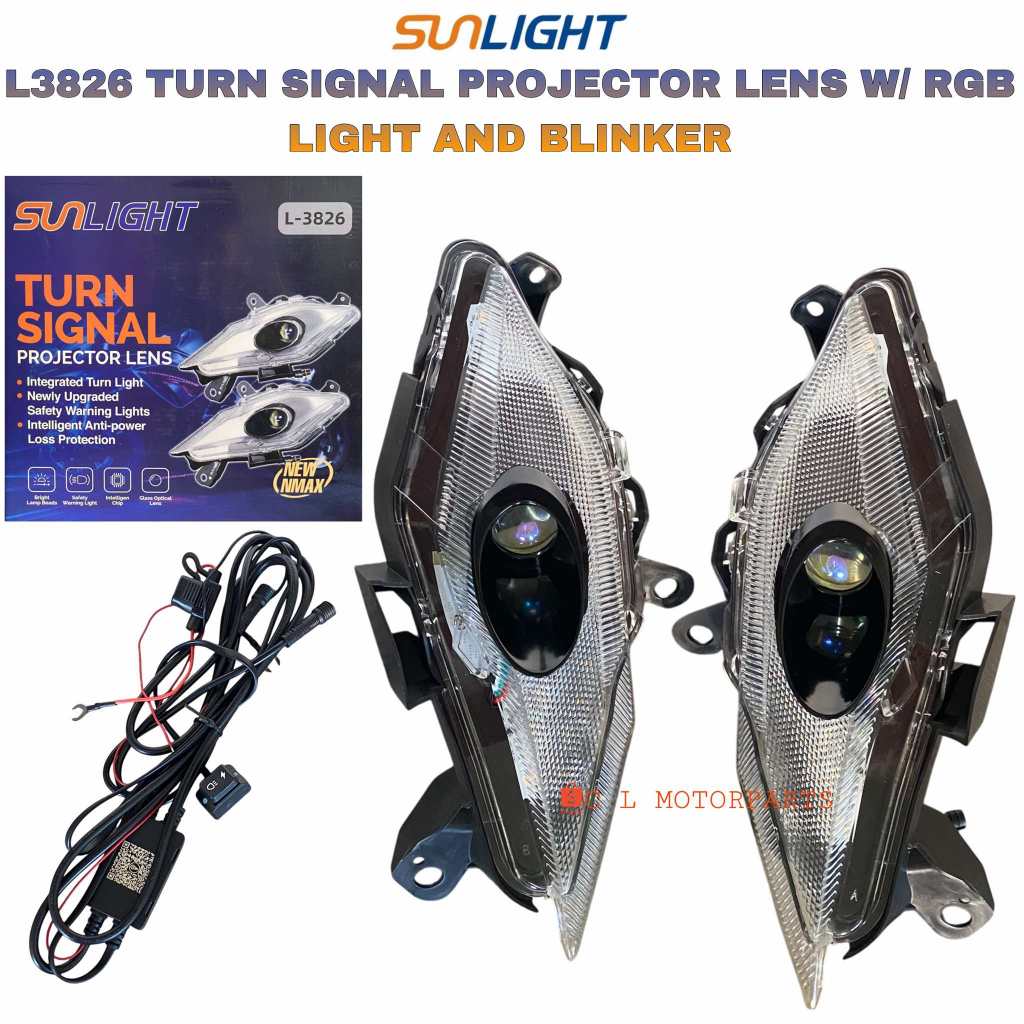 L3895 TURN SIGNAL PROJECTOR LENS W/RGB LIGHT AND BLINKER FOR N MAX V2 ...