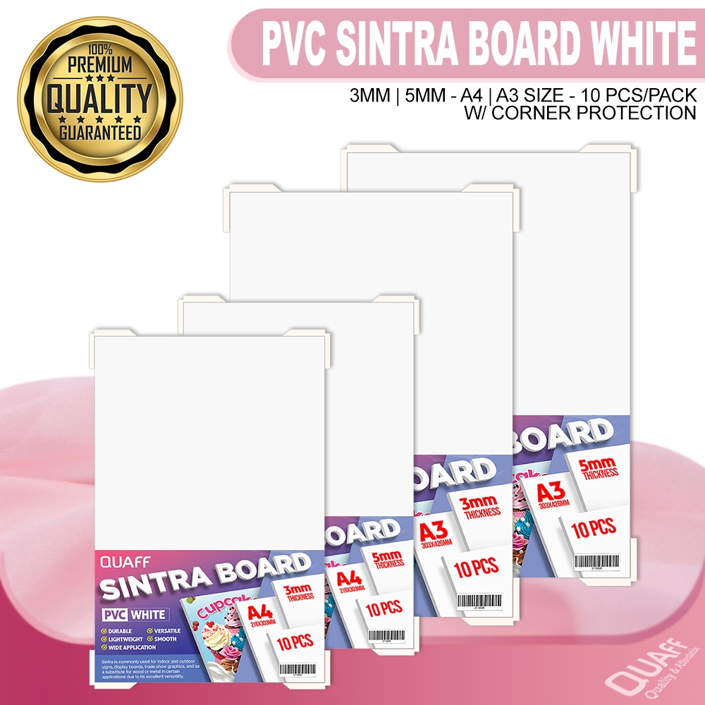10sheets PVC Sintra Board White With Corner Protection A4 & A3 SIze (Thickness: 5mm | 3mm ...