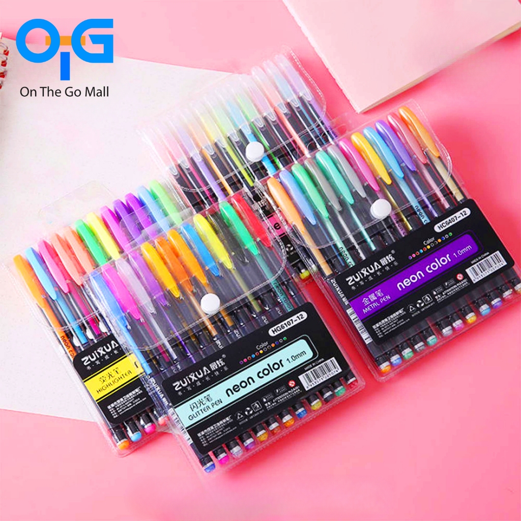 Creative 12 pcs. Color Flash Pen Metal Pen Highlighter Pen Pastel Pen ...