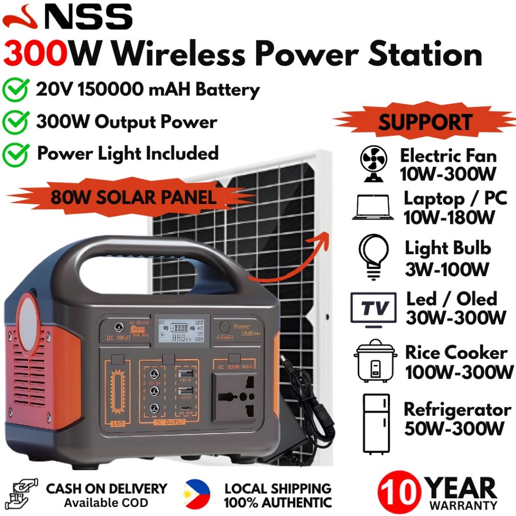 NSS 300W Portable Power Station with 80W Solar Panel Set for Home ...