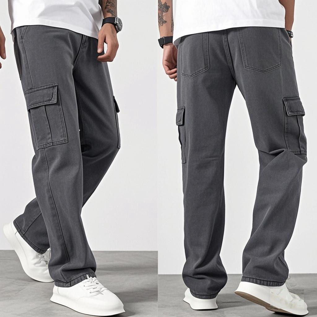 Jeans for men cargo pants for men baggy straight casual denim kargo ...