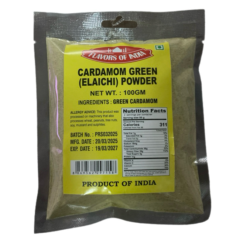 Flavors of India Green Cardamom Powder - Elaichi - Made in India (100g ...