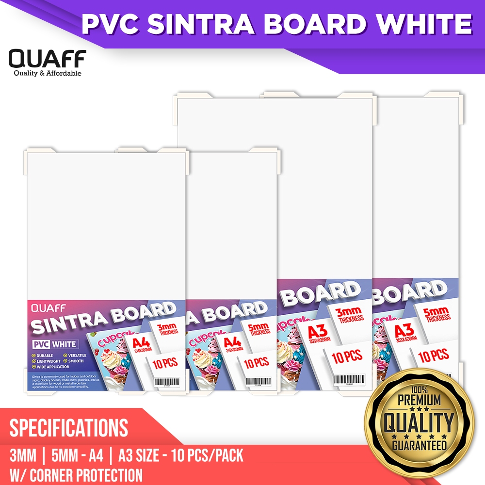 10sheets PVC Sintra Board White With Corner Protection A4 & A3 SIze (Thickness: 5mm | 3mm ...