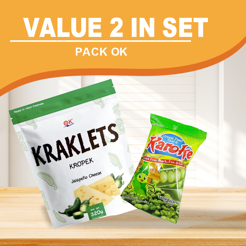[OK Snacks][2 in 1 set]Kraklets Kropek 320g+Green bean puffed snacks ...
