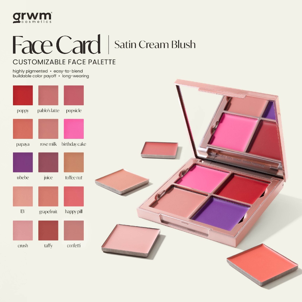 GRWM Cosmetics Face Card Satin Cream Blush [CASE NOT INCLUDED] | Shopee ...