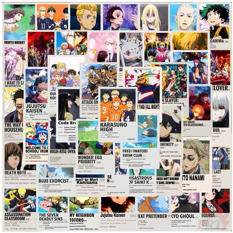 64PCS Mixed Cartoons Anime Movie Stickers Poster for luggage,phone ...