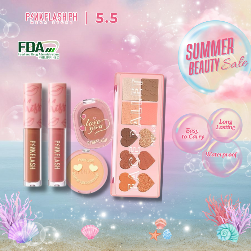 PINKFLASH 5 pcs Eyeshadow Matte Lipstick Soft Blush Oil Control Pressed ...