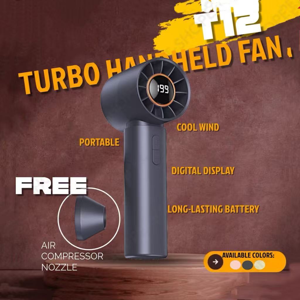T12 Turbo Fan Portable Rechargeable Handheld Pocket Fan 100 Gear Wind ...