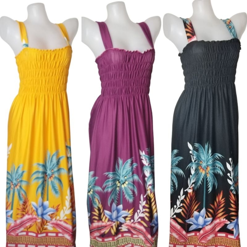 Long Dress | Smocking Daster | Spaghetti Duster | Flat Strap Dress ...