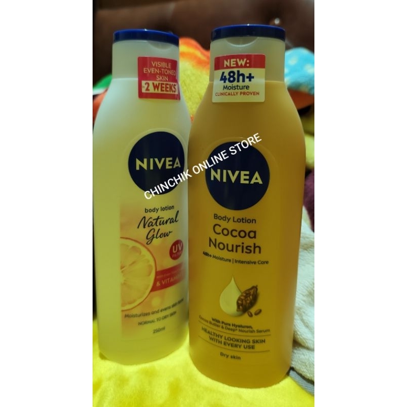 Nivea Body Lotion Natural Glow and Cocoa Nourish 250ml/pc Made in Spain ...