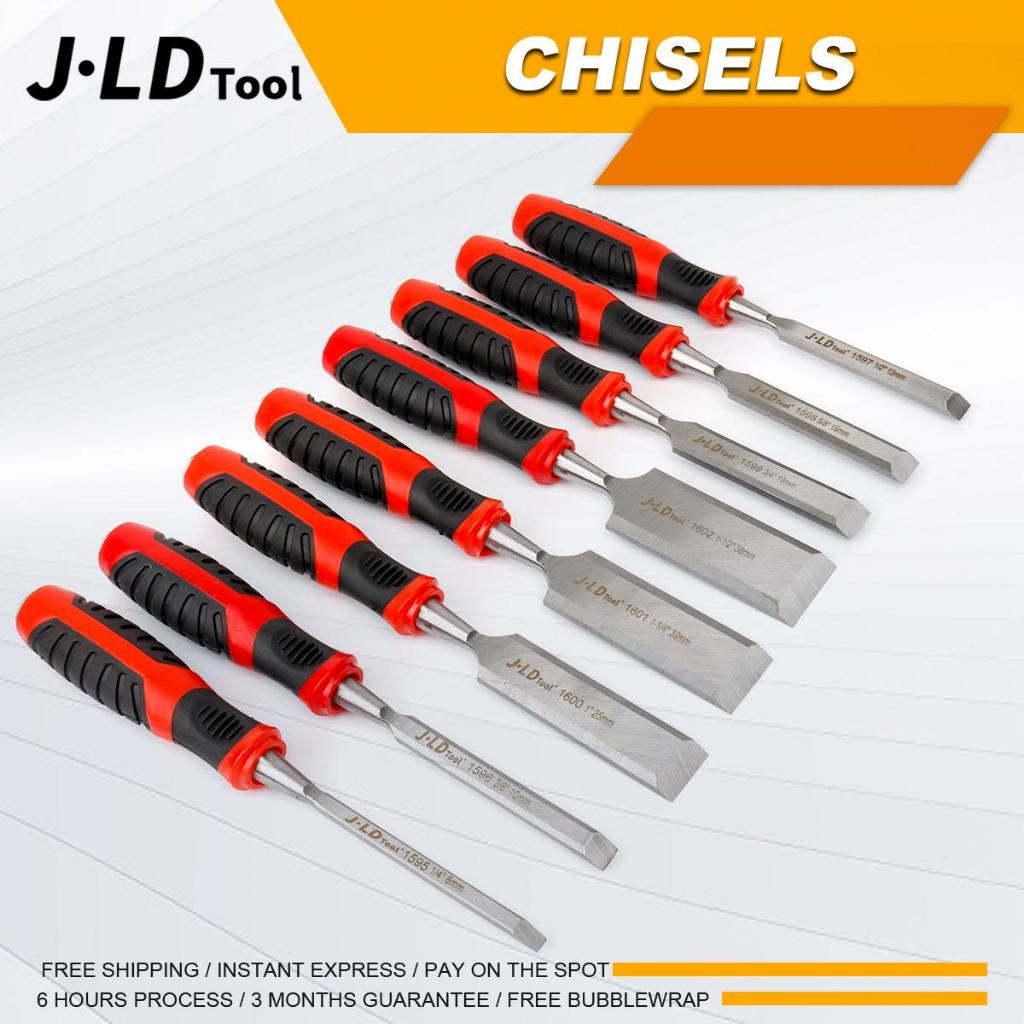 JLD TOOL Heavy Duty Wood Chisel 1/4" - 1-1/2" for Chiseling, Hewing ...