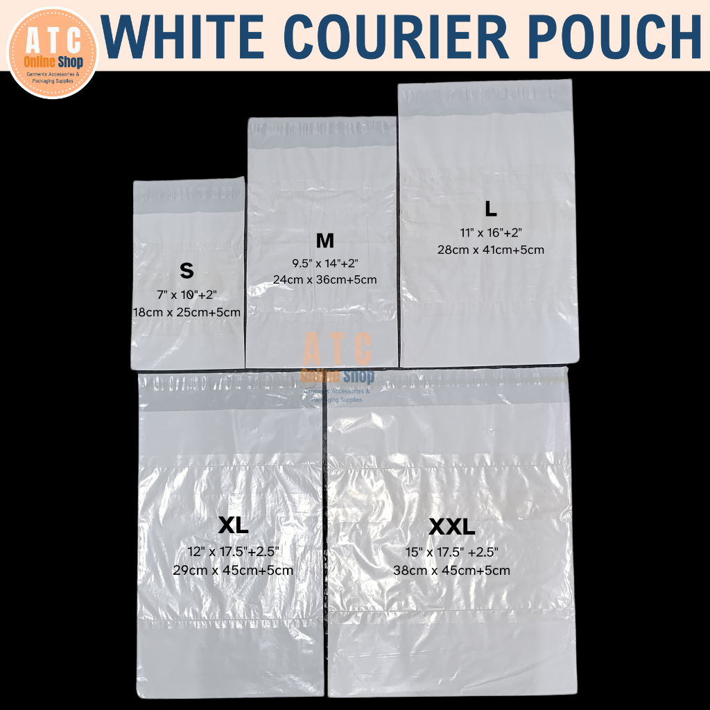 100pcs Plain White Courier Pouch with Waybill Pocket Sleeves for Parcel ...