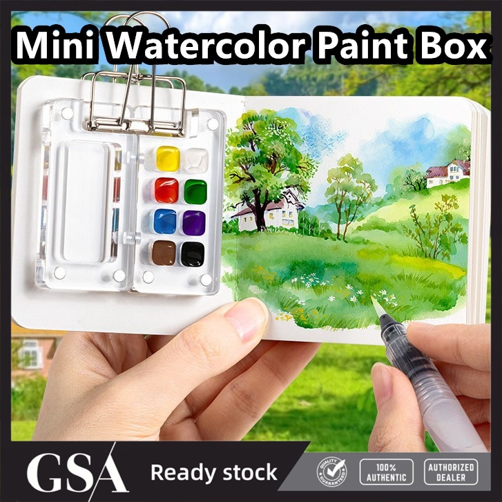 Mini Watercolor Paint Box Acrylic Box Portable Portable Handbook Sketch ...